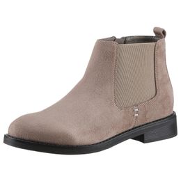 Chelseaboots ANISTON SHOES, Damen, Gr. 36, grau (taupe), Textil, Veloursleder, unifarben, Schuhe Chelseaboots, Stiefelette, Blockabsatz, mit breitem Stretch - NEUE KOLLEKTION