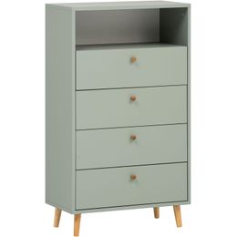 Kommode Schildmeyer "Bjarne, Breite 60 cm", gr&uuml;n (pistazie), B:60,2cm H:104,4cm T:33cm, FSC-zertifizierter Holzwerkstoff, Sideboards, Kommode, 4 Schubladen, Griffe und M&ouml;belf&uuml;&szlig;e aus Massivholz