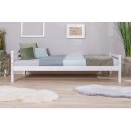 Jugendbett Ticaa, wei&szlig; (kiefer massiv wei&szlig; gewachst), B:96cm L:209cm, Betten, Jugendbett, Futonbett in diversen Breiten, Kiefer, mit Rollrost