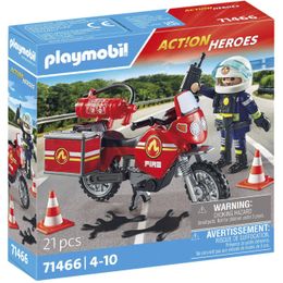 Konstruktions-Spielset Playmobil "Feuerwehrmotorrad am Unfallort (71466), Action Heroes", bunt, Spielbausteine, Kinder, Kunststoff, Konstruktions-Spielset, Made in Europe