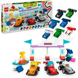 Konstruktionsspielsteine Lego "F1 Team Rennautos mit Rennfahrern (10445), Lego DUPLO Town", bunt, Spielbausteine, Kinder, Kunststoff, Konstruktionsspielsteine, Made in Europe