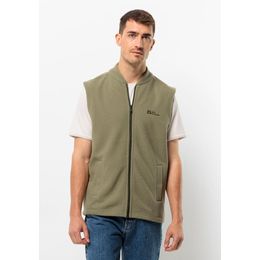 Fleeceweste Jack Wolfskin "LIGHT CURL VEST M", Herren, Gr. S (48), gr&uuml;n (bay, leaf), OBERSTOFF: 100% POLYESTER. Futter: 100% POLYESTER, Westen Fleeceweste