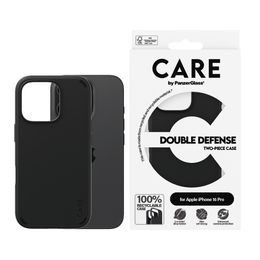 CARE BY PANZERGLASS Handyh&uuml;lle "Double Defence Case f&uuml;r Apple iPhone 16 Pro", schwarz, B:11cm H:1,8cm T:19,5cm, H&uuml;llen, Backcover, Schutzh&uuml;lle, Handyschutzh&uuml;lle, Case, Schutzcase, sto&szlig;fest, Handyh&uuml;lle