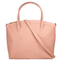 Henkeltasche CLUTY, Damen, Gr. B/H/T: 32cm x 27cm x 5cm onesize, rosa, Leder, Taschen Henkeltasche, echt Leder, Made in Italy