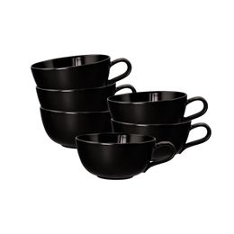 Tasse Seltmann Weiden "Teetassen Liberty Velvet Black 290 ml 6er Set schwarz", schwarz, 6 tlg., Porzellan, Trinkgef&auml;&szlig;e, Tasse