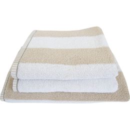 Duschtuch Dyckhoff "Maritim, Block Stripe", beige (greige), B:70cm L:140cm, Frottier, Obermaterial: 100% Baumwolle, Handt&uuml;cher, Duschtuch
