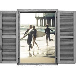 Wandtattoo queence "Surfer", wei&szlig;, B:80cm H:60cm T:0,1cm, Wandtattoos, Wandtattoo, Wandsticker, Wandbild, selbstklebend, 3D, Fenster