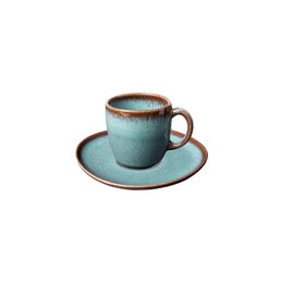 Tasse "Kaffeetasse mit Untertasse Lave 190 ml", blau (glac&eacute;), Steingut, LIKE. BY VILLEROY & BOCH, Trinkgef&auml;&szlig;e, Tasse