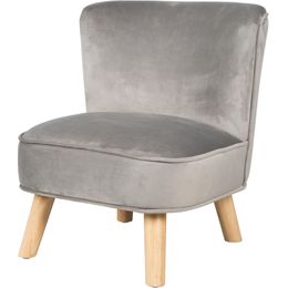 Kindersessel Roba "Lil Sofa", grau (silbergrau), Sessel, Kinder, Samt, B/H/T: 44cm x 50cm x 48cm, Kindersessel, mit Holzf&uuml;&szlig;en, B:44cm H:50cm T:48cm