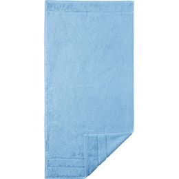 Badetuch Egeria "Prestige", blau (mittelblau), B:75cm L:160cm, Walkfrottee, Obermaterial: 100% Baumwolle, Handt&uuml;cher, Badetuch, Uni Programm mit Streifenbord&uuml;re, SUPIMA Baumwolle