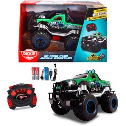 RC-Monstertruck DICKIE TOYS "RC Jungle Wrestler Ford F150, RTR", schwarz (schwarz, gr&uuml;n), Fernlenkfahrzeuge, Kinder, Kunststoff, RC-Monstertruck, mit Licht