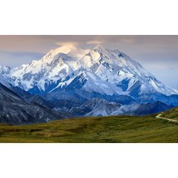 Fototapete papermoon "MOUNT MCKINLEY-ALASKY GEBIRGE WALD BERGE SONNE ALPEN", bunt, B:2m L:1,49m, Vlies, Tapeten, Fototapete