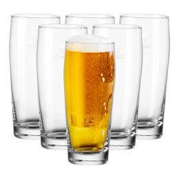 Bierglas Van Well "Willi Becher geeicht 0,5 l 6er Set transparent", bunt (transparent), Glas, Trinkgef&auml;&szlig;e, Bierglas
