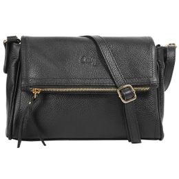Umh&auml;ngetasche CLUTY, Damen, Gr. B/H/T: 29cm x 20cm x 9cm onesize, schwarz, Leder, gl&auml;nzend, Taschen Umh&auml;ngetasche, echt Leder, Made in Italy
