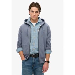 Kapuzensweatjacke Superdry "ESSENTIAL LOGO ZIP HOODIE HB", Damen, Gr. S, blau (heritage washed blau), angeraute Sweatware, Obermaterial: 80% Baumwolle, 20% Polyester, unifarben, slim fit normal, ohne Ausschnitt, Rippb&uuml;ndchen, Sweatjacken Kapuzensweatjacke, Baumwollmischung, slim fit