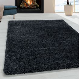 Hochflor-Teppich Ayyildiz Teppiche "FLUFFY 3500", grau (anthrazit), B:80cm H:50mm L:250cm, Polypropylen (PP), Teppiche, Hochflor-Teppich, Langflor, Shaggy, uni, robust, auch in rund erh&auml;ltlich, Wohnzimmer