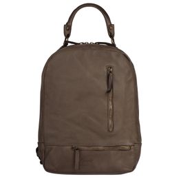 Cityrucksack Samantha Look, Damen, Gr. B/H/T: 27cm x 36cm x 13cm, onesize, grau (taupe), Leder, Rindsleder, Retro, Rucks&auml;cke Cityrucksack, echt Leder, Made in Italy