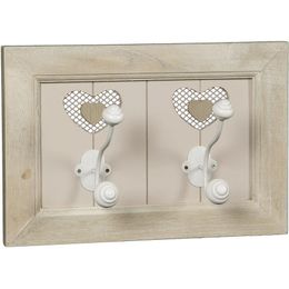 Garderobenhaken AMBIENTE HAUS "Country Garderobe 2er Haken 33cm", wei&szlig; (antikwei&szlig;), B:33cm H:22cm T:11cm, MDF, Paulownie, Garderobenhalter, Garderobenhaken