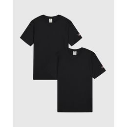 T-Shirt Champion, Herren, Gr. L, schwarz (nbk, nbk), Jersey, Obermaterial: 100% Baumwolle, unifarben, normal, Rundhals, Shirts T-Shirt, Basic Shirt, Doppelpack, Topseller