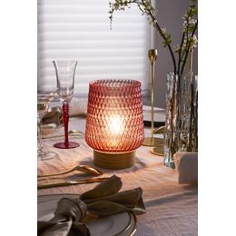 PAULEEN LED Tischleuchte "Rose Glamour mobile Rosa Glas/Holz", rosa, 1, &Oslash; 15,5cm H: 20,5cm, Leuchten, E27, Timer Batterie, LED Tischleuchte