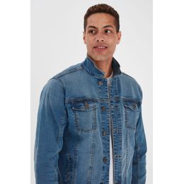 Jeansjacke Blend "BHNARIL", Herren, Gr. S, blau (denim middle blau), Denim/Jeans, Obermaterial: 99% Baumwolle, 1% Elasthan, Abriebeffekte, schmal normal, 1-Knopf-Manschette, Jacken Jeansjacke, washed