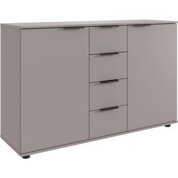 Kombikommode wimex "Tilburg, Sideboard 130x41x83cm, Made in Germany", grau (saharagrau), B:130cm H:83cm T:41cm, Holzwerkstoff, Sideboards, Kombikommode, schwarze Metallgriffen, Stauraum hinter 2 T&uuml;renund in 4 Schubladen