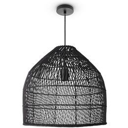 Paco Home Pendelleuchte "LINNU", schwarz, &Oslash; 44cm H: 44cm, Leuchten, Korblampe Rattan Pendelleuchte Wohnzimmer Boho Deckenlampe Natur, Pendelleuchte