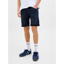Jack & Jones Shorts JACK & JONES "JJIRICK JJFOX SHORTS CB 310 SN", Herren, Gr. L, N-Gr, blau (blau denim pack:am 316), Web, Obermaterial: 70% Baumwolle, 28% Polyester, 2% Elasthan, unifarben, regular fit kniefrei, Hosen Shorts, im Four-Pocket Style