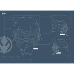 Bild Komar "Star Wars EP9 Blueprint Kylo Helmet", schwarz-wei&szlig; (farbe bild(er): schwarz, wei&szlig;), B:70cm H:50cm, Holz, Papier, Bilder, Bild, Wandbild zur Dekoration im Kinderzimmer - ohne Rahmen