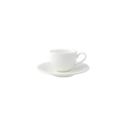 Villeroy & Boch Tasse VILLEROY & BOCH "Espressotasse mit Untertasse New Cottage Basic 50 ml wei&szlig;", wei&szlig;, Porzellan, Trinkgef&auml;&szlig;e, Tasse