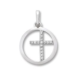 Kettenanh&auml;nger ONE ELEMENT "Zirkonia Kreuz Anh&auml;nger aus 925 Silber", silber, Schmuckanh&auml;nger, Damen, Silber 925 (Sterlingsilber), Kettenanh&auml;nger