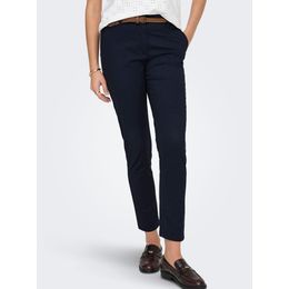 Jacqueline de Yong Chinohose JDY "JDYCHICAGO MW BELTED CHINO PANTS PNT DIA", Damen, Gr. M (38), L&auml;nge 32, night sky, Web, Obermaterial: 98% Baumwolle, 2% Elasthan, unifarben, regular fit kn&ouml;chellang, Hosen Chinohose