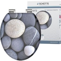 Sch&uuml;tte WC-Sitz SCH&Uuml;TTE "GREY STONES", bunt, B:375cm L:435cm, MDF - Mitteldichte Holzfaserplatte, WC-Sitze, WC-Sitz, mit Absenkautomatik und Holzkern, MDF