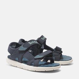 Sandale Timberland "PERKINS ROW BACKSTRAP SANDAL", M&auml;dchen, Gr. 33 (1,5), blau (dunkelblau, gr&uuml;n), Synthetik, Schuhe Sandale, mit Klettverschlu&szlig;