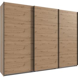 Kleiderschrank wimex "Mugano, Made in Germany, Lieferung bis in Deine Etage und Stellort", schwarz (artisan, eiche nachbildung, griffe schwarz), B:270cm H:208cm T:65cm, Holzwerkstoff, Schr&auml;nke, Kleiderschrank, 3 Schwebet&uuml;ren, gro&szlig;e Gr&ouml;&szlig;en, mit oder ohne Spiegel, Metallgriffe