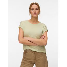 V&eacute;ro Moda Rundhalsshirt VERO MODA "VMAVA PLAIN SS TOP GAJRS NOOS", Damen, Gr. XL, fog gr&uuml;n, Jersey, Obermaterial: 95% Lyocell, 5% Elasthan, unifarben, regular fit normal, Rundhals, Shirts Rundhalsshirt, Materialmix, regular fit