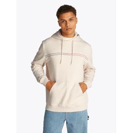 Kapuzensweatshirt Tommy Jeans "TJM REG ENTRY GRAPHIC HOODIE EXT", Herren, Gr. L, grau (oat marl htr), Sweatware, Obermaterial: 100% Baumwolle, regular fit, Rippb&uuml;ndchen, Sweatshirts Kapuzensweatshirt, mit mehrfarbigen Print