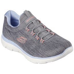 Slip-On Sneaker Skechers "SUMMITS-FUN FLARE", Damen, Gr. 40, grau (grau, rosa), Synthetik, Textil, meliert, Schuhe Slip-On Sneaker, Trainingsschuh in veganer Verarbeitung, Topseller