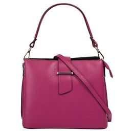 Henkeltasche CLUTY, Damen, Gr. B/H/T: 25cm x 21cm x 12cm onesize, pink, Leder, leicht gl&auml;nzend, unifarben, Taschen Henkeltasche, echt Leder, Made in Italy