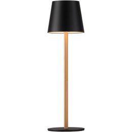 JUST LIGHT Tischleuchte "EURIA", schwarz (schwarz, messing), 1, &Oslash; 78cm H: 24,2cm, 1 Stk., Leuchten, LED, dimmbar &uuml;ber Touchdimmer, Memory, nach Trennung vom Netz, IP54, Tischleuchte