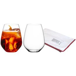 Glas "Universalbecher + Poliertuch Veloce 550 ml 2er Set transparent", bunt (transparent), Glas, RIEDEL THE WINE GLASS COMPANY, Trinkgef&auml;&szlig;e, Glas