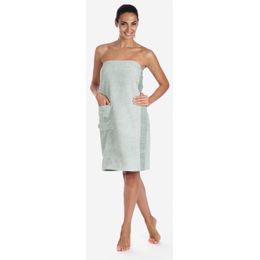 Sarong Egeria "Ben, ideal f&uuml;r Sauna & Spa, Hotelbademantel", grau (hellgrau), L:77cm, Walkfrottee, Hausm&auml;ntel, Sarong, mit Streifenbord&uuml;re