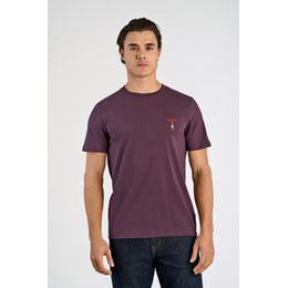 T-Shirt LINDBERGH, Herren, Gr. 3XL, deep lila, Single Jersey, Obermaterial: 100% Baumwolle, bestickt, unifarben, relaxed fit h&uuml;ftbedeckend, Rundhals, Shirts T-Shirt, mit Statement-Stickerei auf der Brust