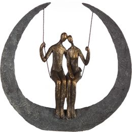 Dekofigur CASABLANCA BY GILDE "Skulptur Swing, bronzefarben/grau", orange (bronzefarben, grau), B:32cm H:30cm T:9cm, Polyresin, Dekofiguren, Dekofigur, bronzefarben/grau, Polyresin