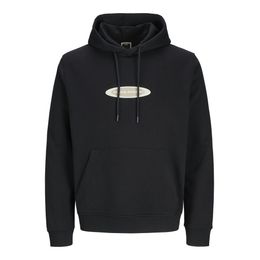 Jack & Jones Hoodie JACK & JONES "JCOPACER LOGO PRINT SWEAT HOOD", Herren, Gr. M, schwarz, Sweatware, Obermaterial: 70% Baumwolle, 30% Polyester, bedruckt, relaxed fit, Rippb&uuml;ndchen, Sweatshirts Hoodie