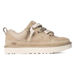 UGG Australia Plateausneaker UGG "LO LOWMEL", Damen, Gr. 6 (37), beige (hellbeige), Textil, Veloursleder, Schuhe Plateausneaker, Freizeitschuh, Halbschuh, Schn&uuml;rschuh mit praktischer Anziehlasche