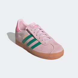 Sneaker adidas originals "GAZELLE COMFORT CLOSURE ELASTIC LACE KIDS", Damen, Gr. 34, clear pink, court gr&uuml;n, bliss pink, Leder, Schuhe Sneaker, f&uuml;r Kinder & Jugendliche
