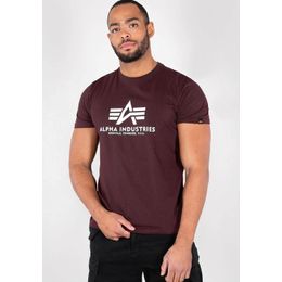 T-Shirt Alpha Industries "Basic T-Shirt", Herren, Gr. L, rot (deep maroon), Single Jersey, Obermaterial: 100% Baumwolle, bedruckt, regular fit normal, Rundhals, normaler Saum, Shirts T-Shirt, Baumwolle, regular fit