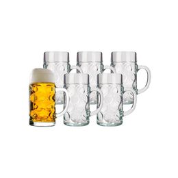 Bierkrug ST&Ouml;LZLE "Bierkr&uuml;ge Isar 500 ml 6er Set transparent", bunt (transparent), Glas, Trinkgef&auml;&szlig;e, Bierkrug
