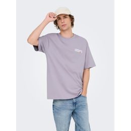 Only & Sons T-Shirt ONLY & SONS "ONSFRANK RLX SS TEE NOOS", Herren, Gr. XL, lavender gray print:lisboa, Jersey, Obermaterial: 100% Baumwolle, bedruckt, relaxed fit normal, Rundhals, Shirts T-Shirt, Baumwolle, relaxed fit